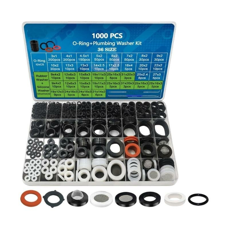 Набор уплотнительных шайб и колец для сантехники, 1000шт