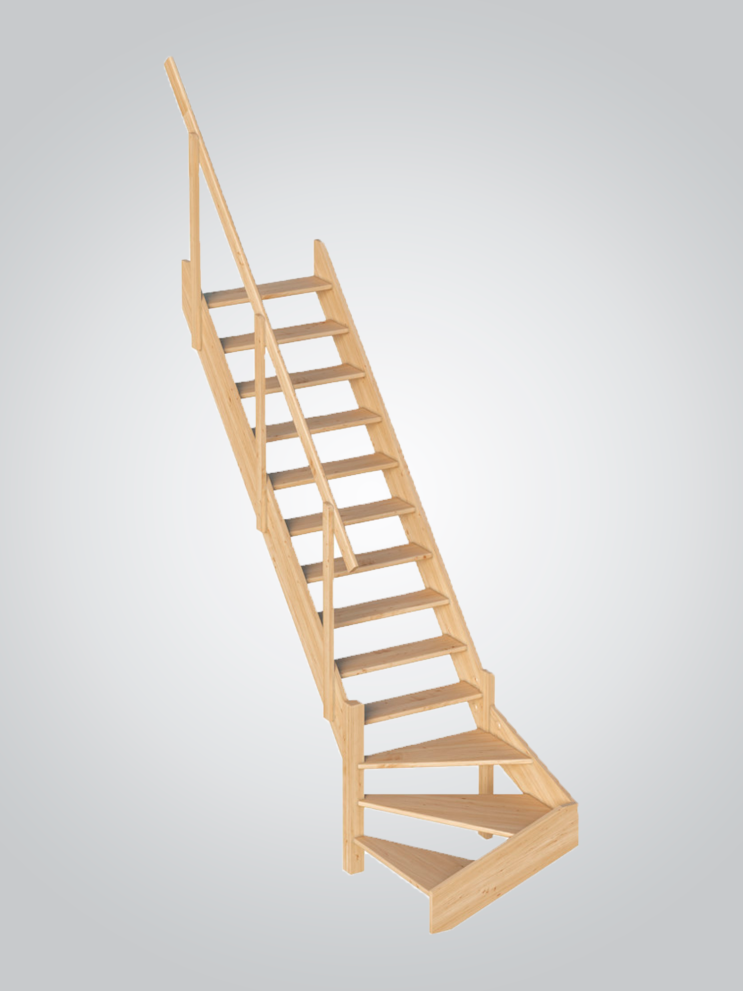 Лестница на второй этаж ЛС-14м/2 Левая (с поручнем), ель