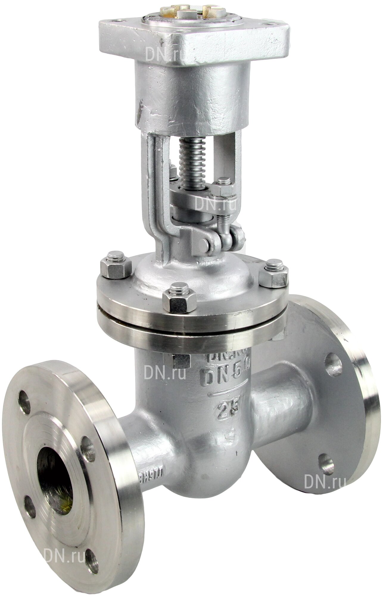 Задвижка клиновая 30нж964нж DN.ru Ду150 Ру25 фланцевая, корпус – сталь 12Х18Н9ТЛ, уплотнение – металл/металл, с выдвижным шпинделем, управление под электропривод