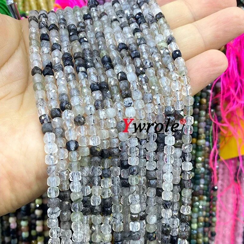 4x4 мм натуральный камень граненый куб AAA серый лунный камень свободные квадратные бусины-разделители для изготовления ювелирных изделий Diy браслеты аксессуары