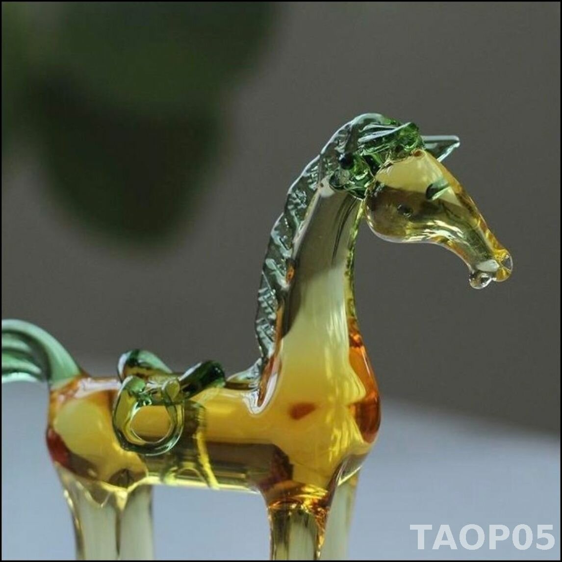 Эксклюзивная ручная работа, прозрачная зеленая статуэтка лошади из хрусталя