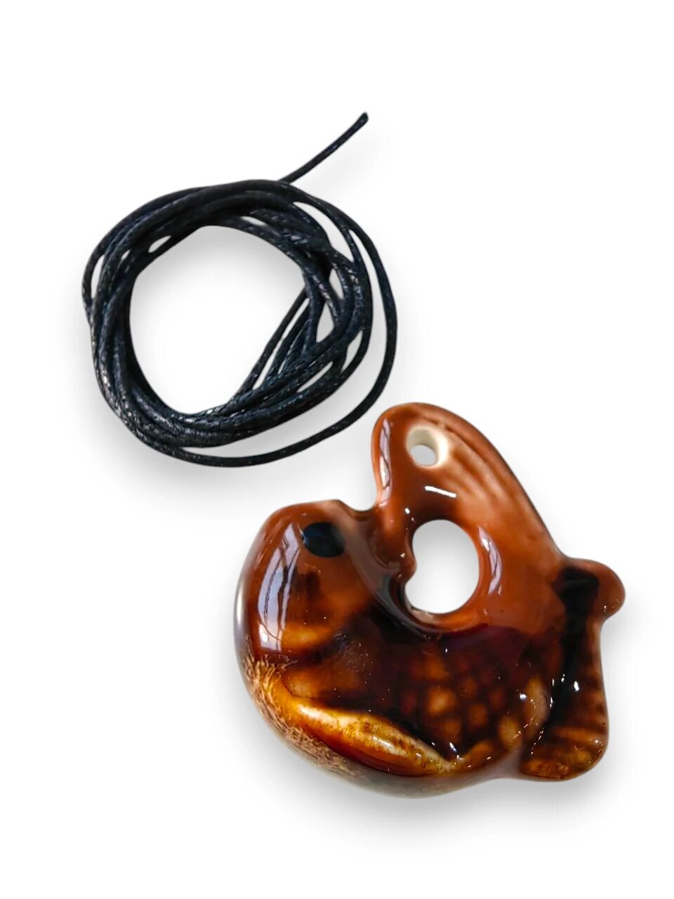 Аромакулон керамический глазурь со шнурком рыба, коричневый, 1 шт.