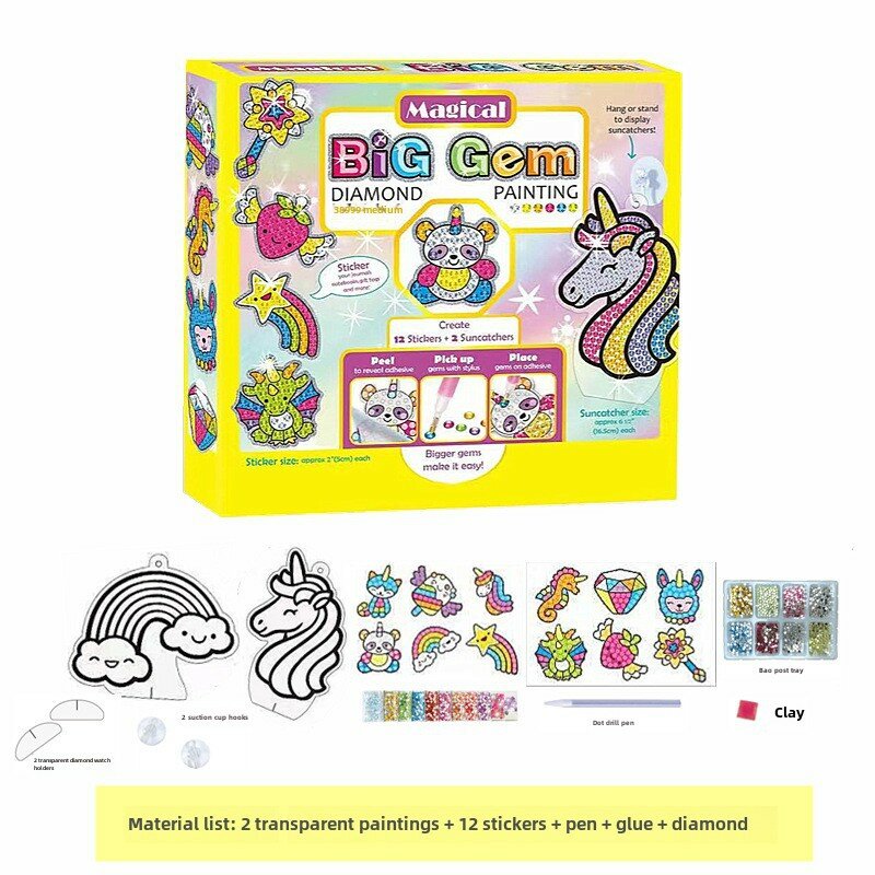 Детские наклейки DIY кросс-бордерные Amazon Большие драгоценные кристаллические цветные алмазные наклейки Случайные наклейки Большие драгоценные алмазные наклейки Алмазные картины (Зоопарк)