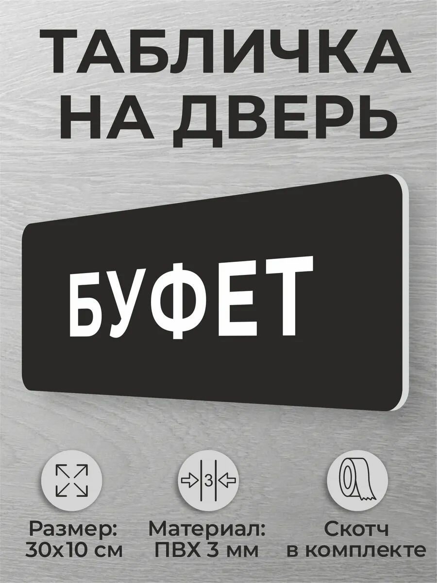 Черная табличка на дверь кабинета школьная табличка Буфет
