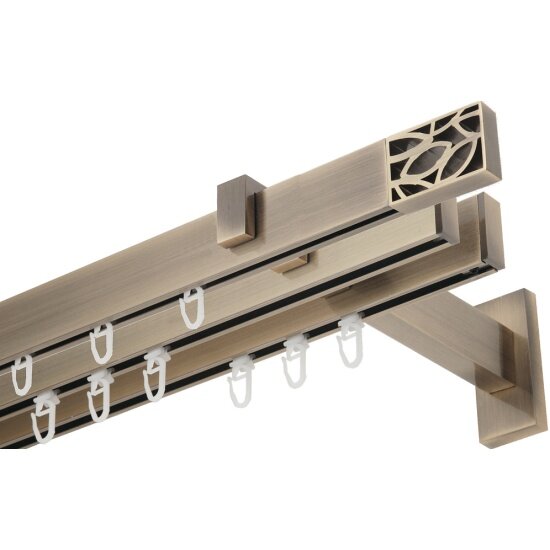 Карниз профильный LM Decor Флэт Лайн Грид трехрядный 2,4 м, Антик