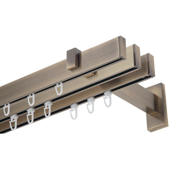 Карниз профильный LM Decor Флэт Лайн трехрядный 2,4 м, Антик