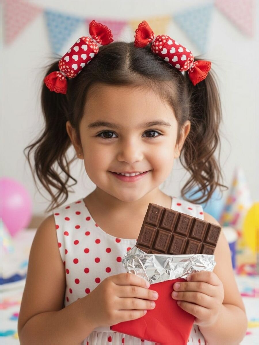 Набор красных бантиков конфет и клипс для ушей "Забава"