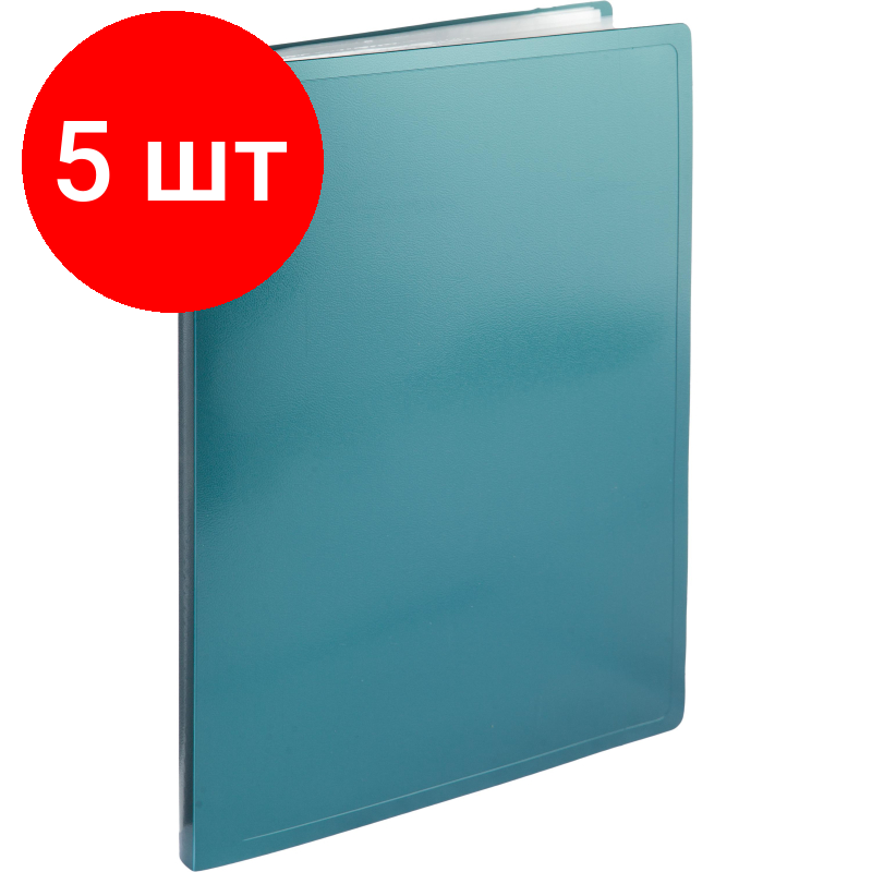 Комплект 5 штук, Папка файловая 40 файлов Attache Metallics А4, 800мкм, этикетка, зеленый