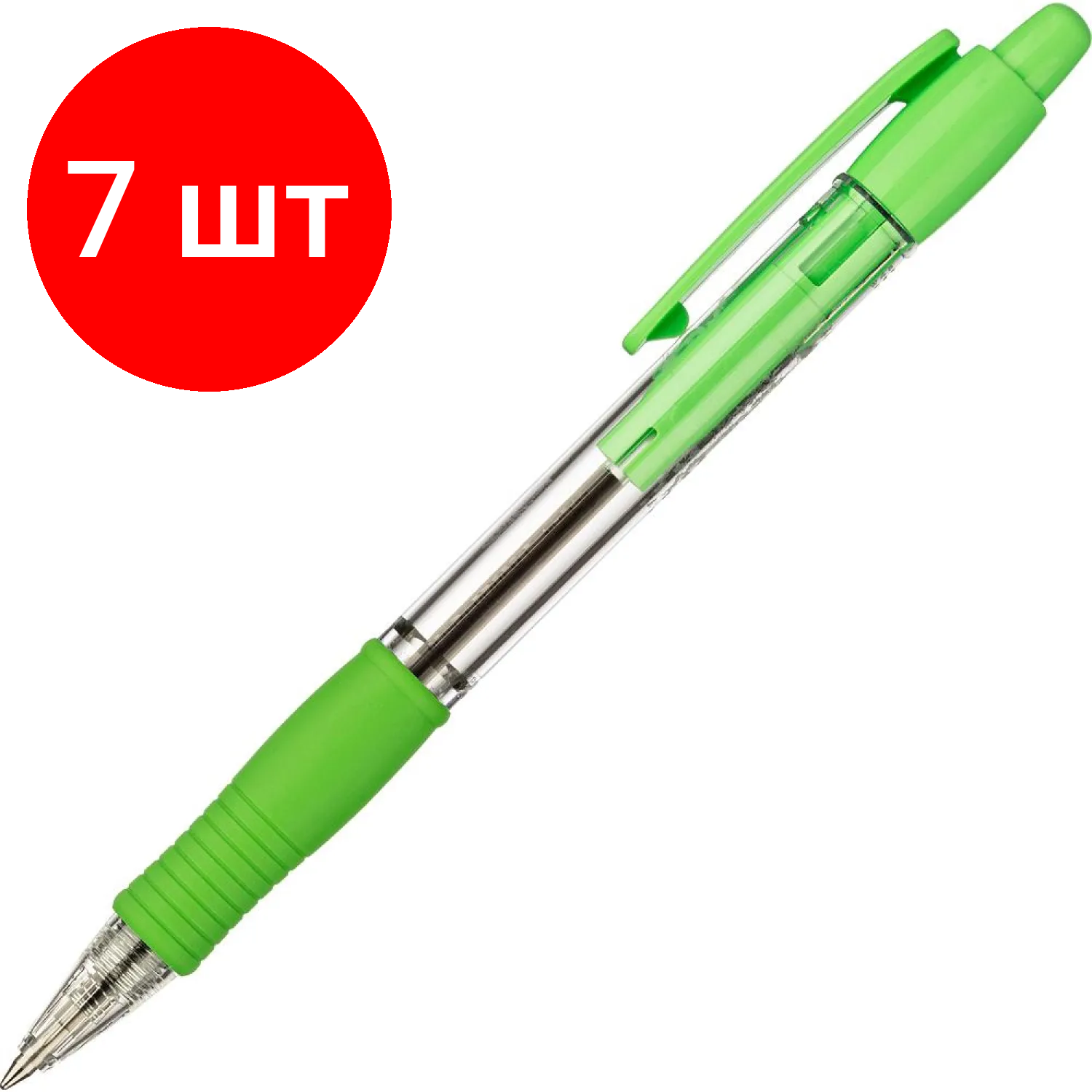 Комплект 7 штук, Ручка шариковая автомат. BPGP-10R-F SG SUPER GRIPсин, масл, манж,0.22