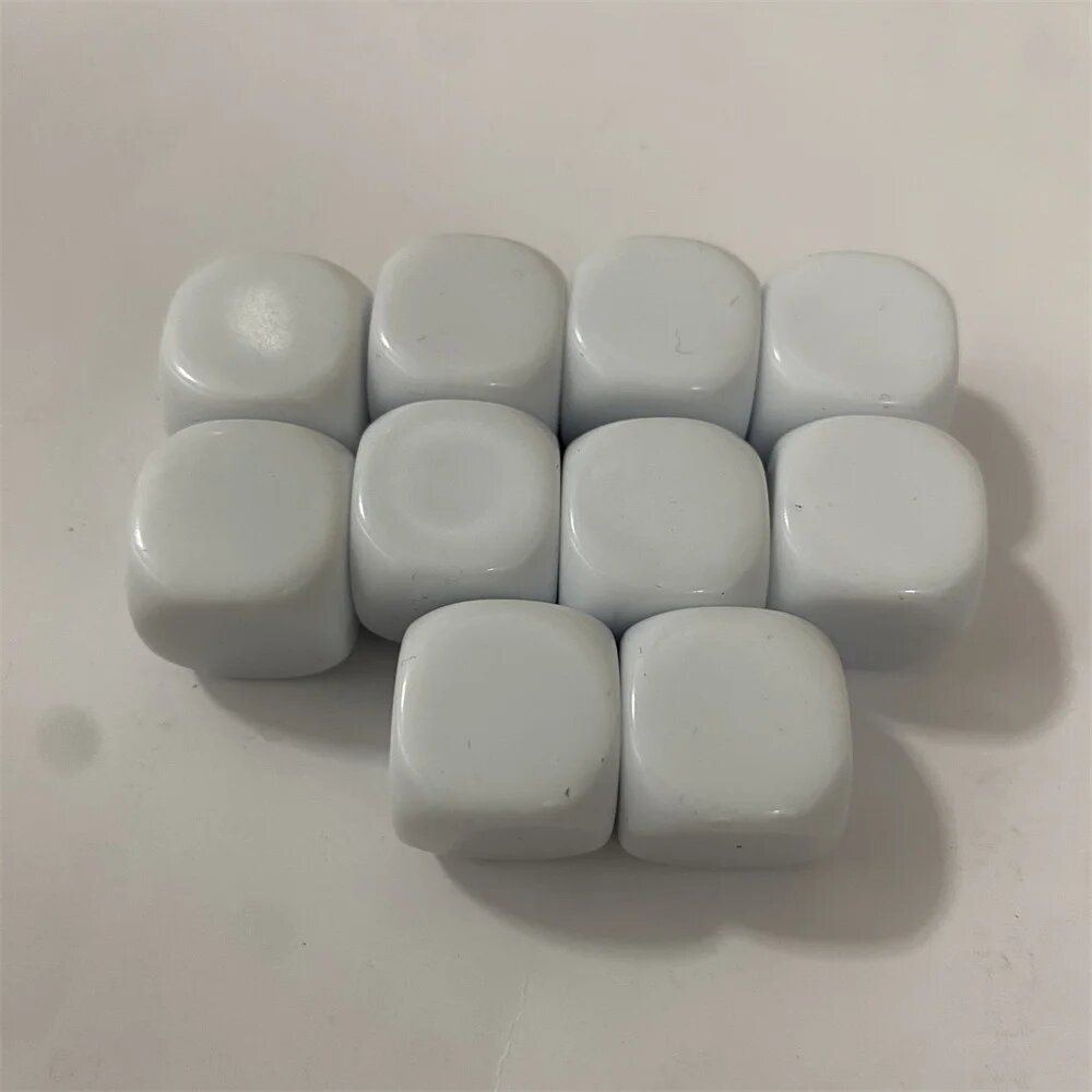 50 пустых акриловых кубиков D6 16 мм Белый, 50 Pure white