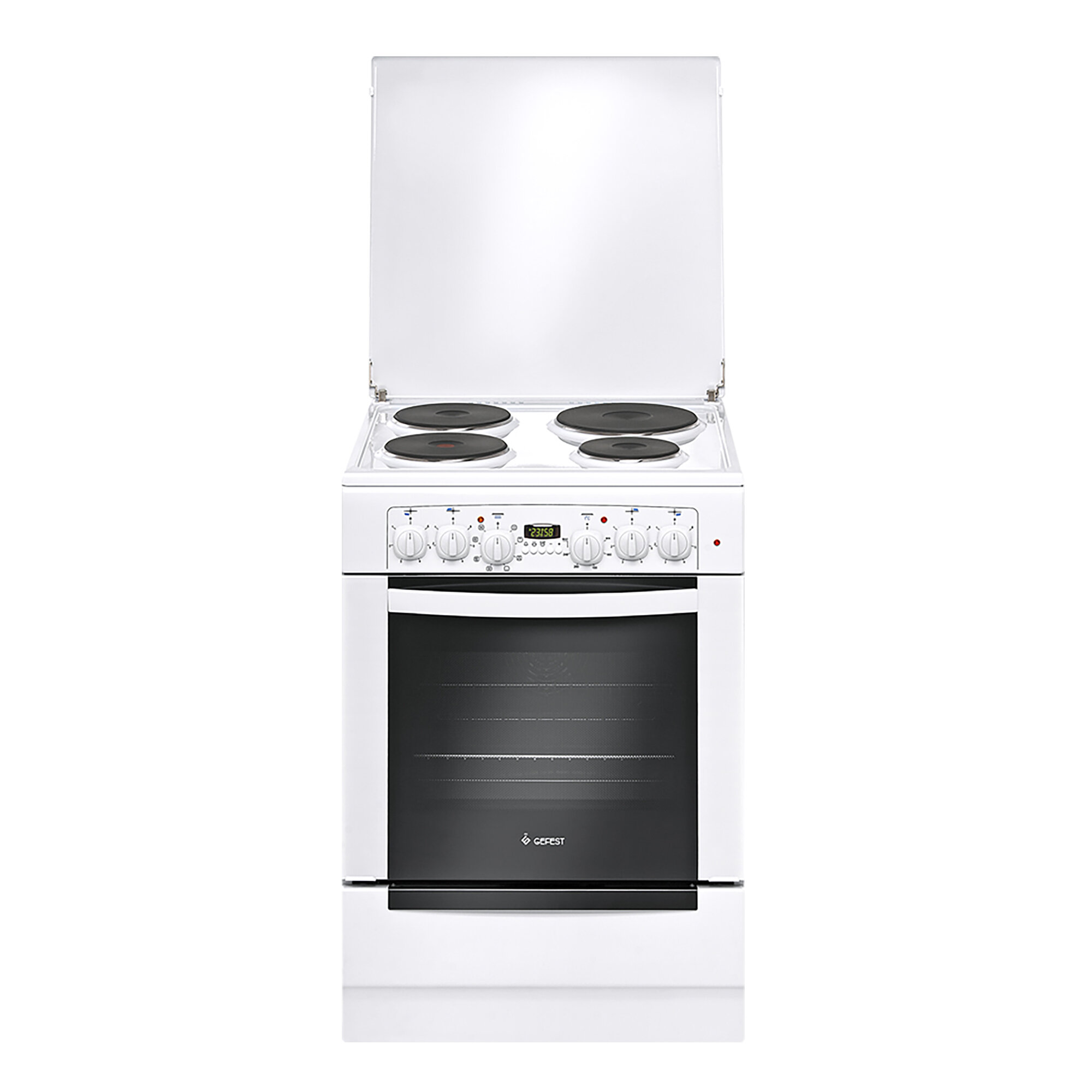 Электрическая плита Gefest 6140-03 белый, 60 на 60 см., с таймером и конвекцией