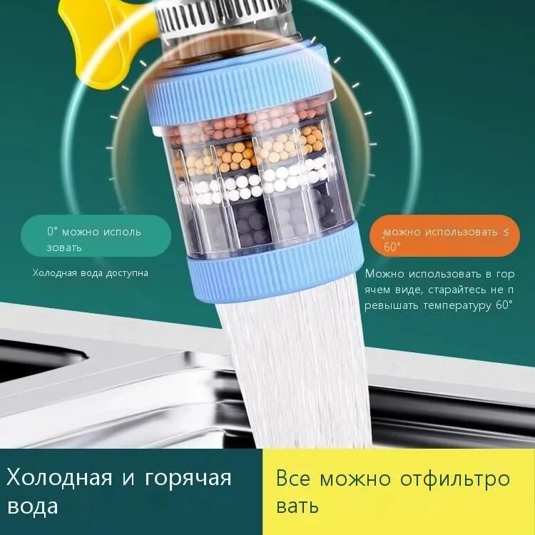 Фильтр для воды для кран кухни дачи, водосберегающая насадка на кран для кухни, шестиступенчатая фильтрация