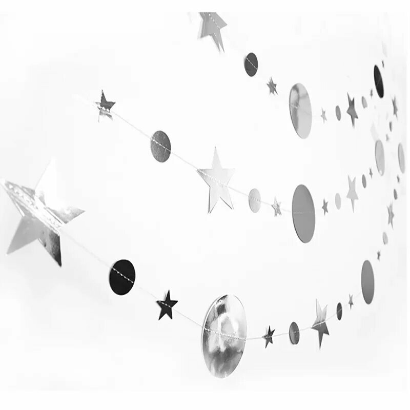 Блестящая бумажная гирлянда 4М 4 метра Silver