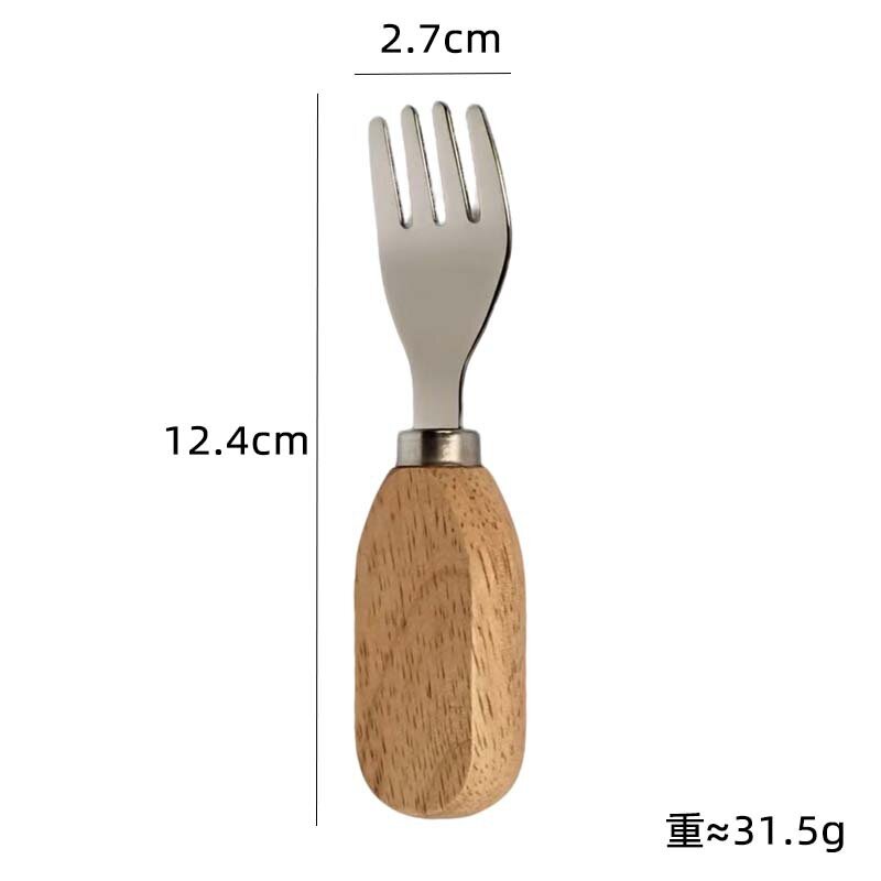 304 Нержавеющая сталь Нож Вилка Детская деревянная ручка Ложка для риса Нож для сыра Нож для масла Милый маленький домашний столовый прибор