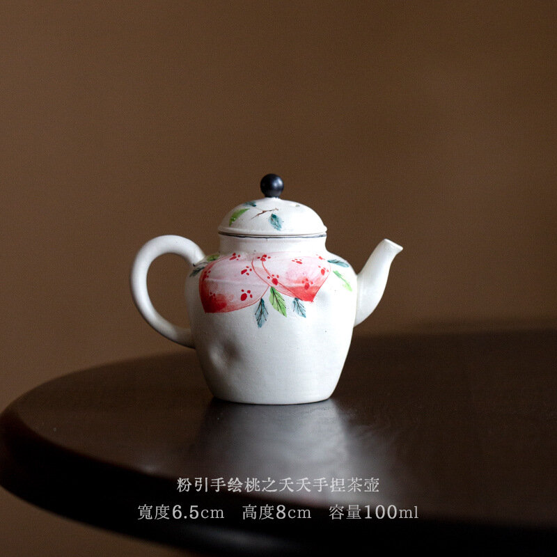 Розовый ручной росписью на день рождения персиковый чайник ручной работы в стиле миджи керамический чайник ручной