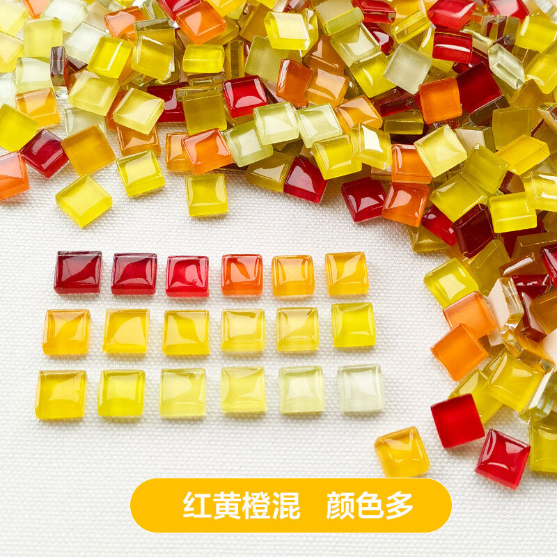 450 шт 400 г DIY керамическая мозаичная стеклянная плитка, ручная работа настенная технология цветной хрустальный декоративный материал，Красный, желтый и оранжевый смешиваются