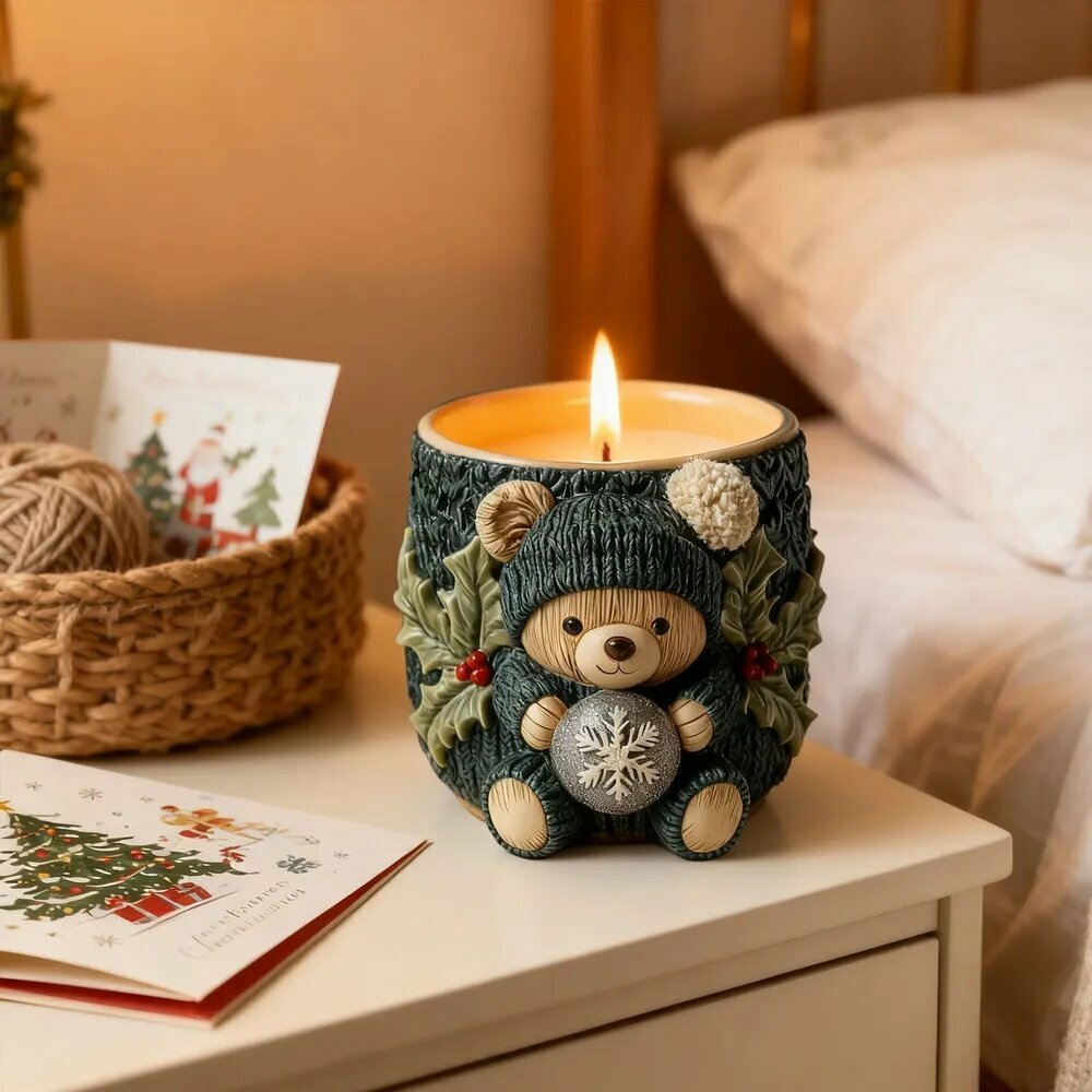 Силиконовая форма "Медвежонок в свитере" 3D: для эпоксидной смолы, свечей, гипса и ваз, пищевой силикон, эксклюзивная лимитированная серия