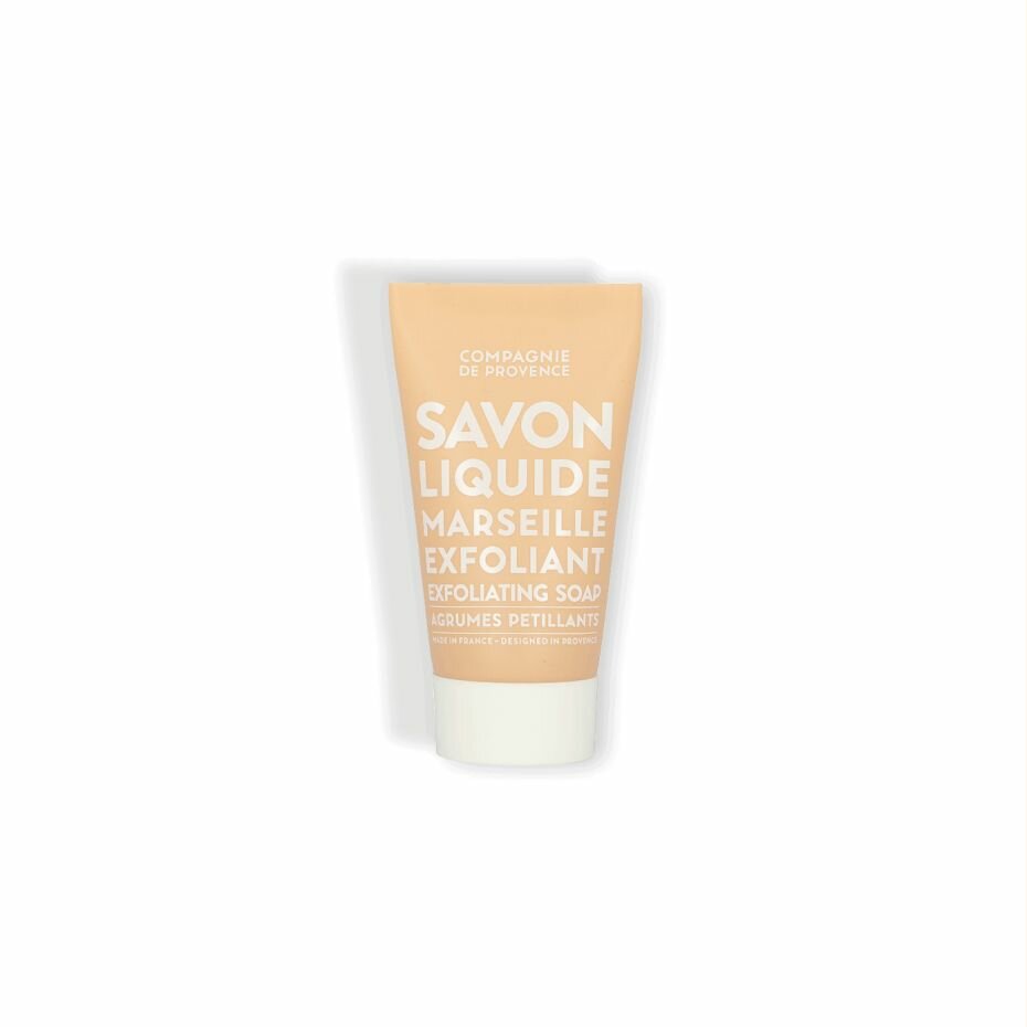 COMPAGNIE DE PROVENCE Exfoliant/Exfoliating Liquid Marseille Soap, Жидкое мыло-скраб для тела и рук, 30 мл