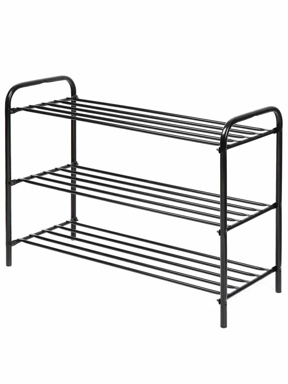 Полка для обуви Nika металлическая, 3 секции, 79х33х59 см, черная