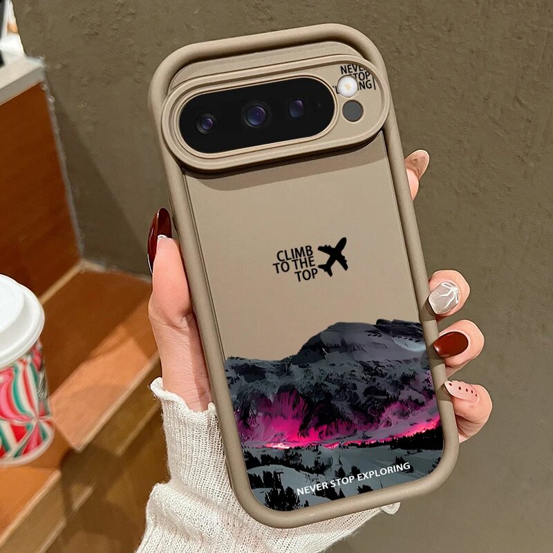 Противоударный Силиконовый Чехол С Рисунком Snowy Mountain Для Google Pixel 9 Pro XL, A804 Coffee