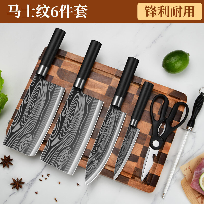 Кухонный нож из нержавеющей стали, дамасский поварской нож, полный набор ножей, кухонный нож для фруктов, винтажный стиль.