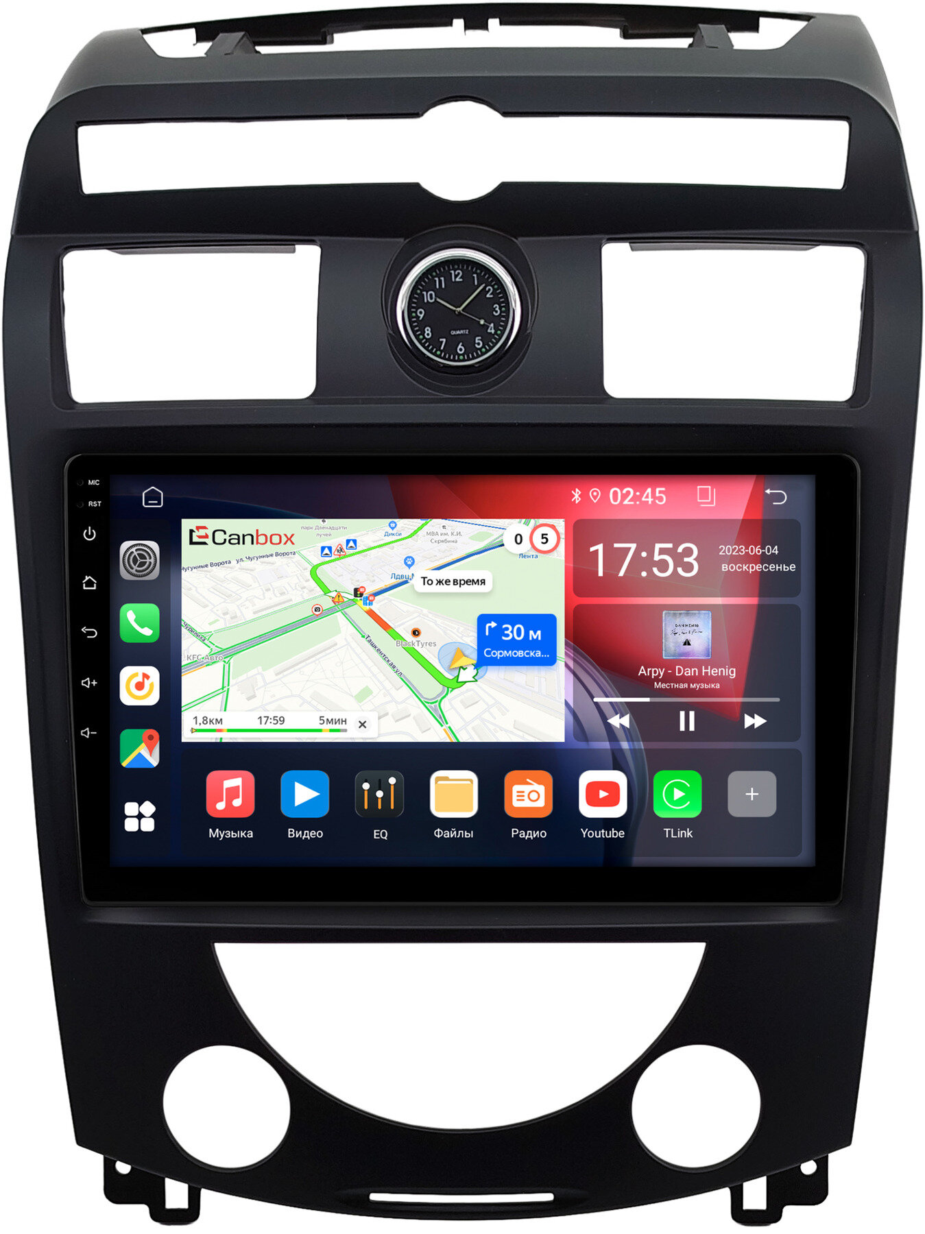 Штатная магнитола Canbox GTR10-3540 для SsangYong Rexton 2 2006-2012 (с часами) на Android 10 (IPS, DSP, CarPlay)