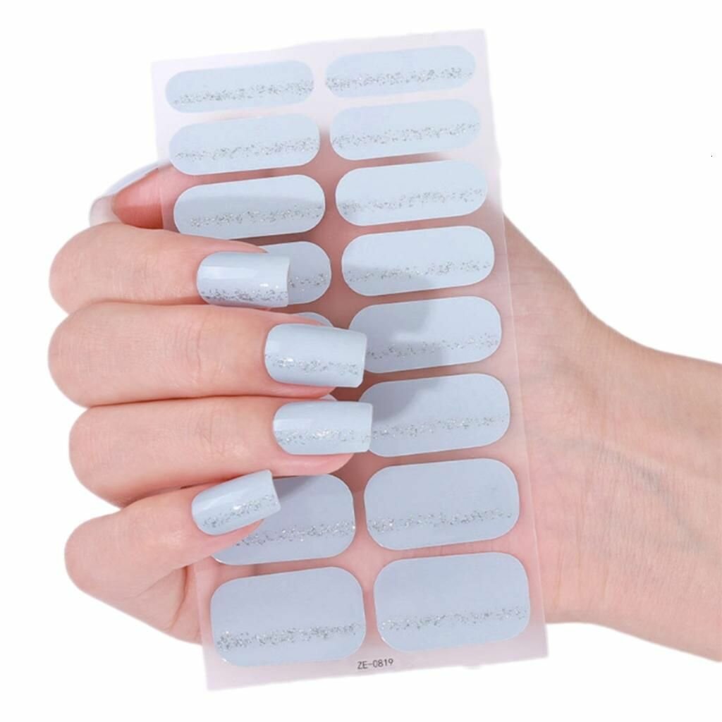 Глиттерные гелевые наклейки для ногтей френч, - ZE0819
