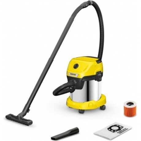 Строительный пылесос Karcher WD 3 S V-15/4/20 1000Вт (уборка: сухая/сбор воды) желтый