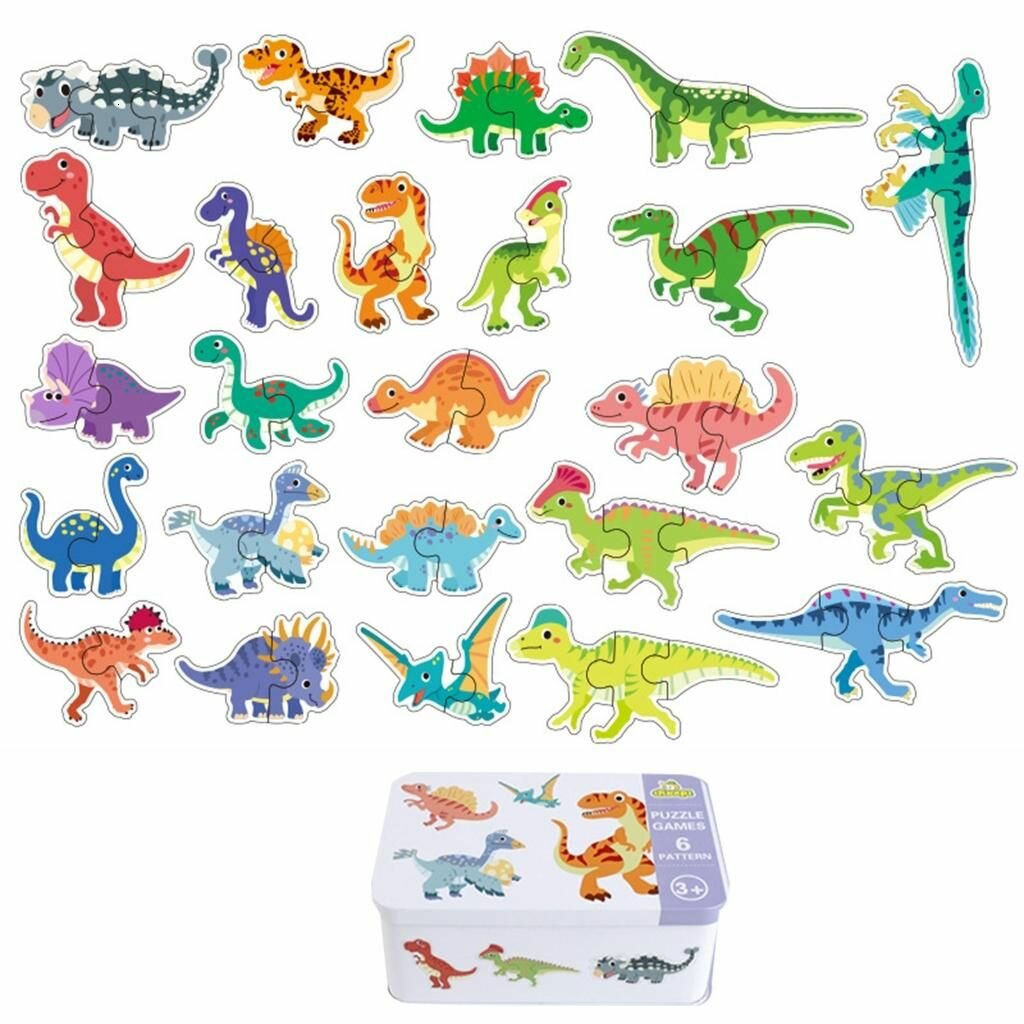 Обучающая деревянная игра-головоломка для дошкольников на тему морской жизни и архозавров, - Мир динозавров