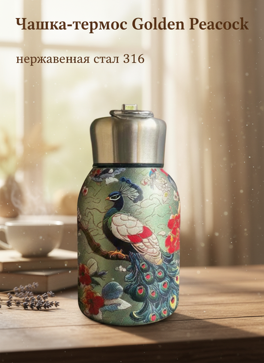 300 мл термос в стиле ретро/павлин/бабочка из нержавеющей стали 316 для холодных и горячих напитков