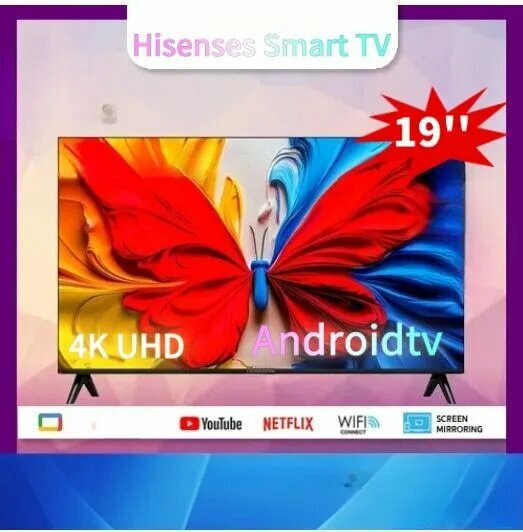 Телевизор 19″ 4K UHD, черный матовый