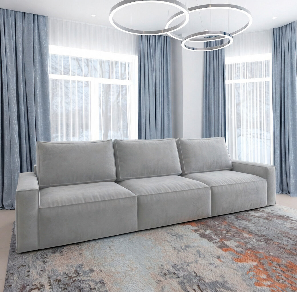 Диван КМК в стиле лофт, ортопедический, еврокнижка, ящик для белья, велюровая обивка, 2 спальных места