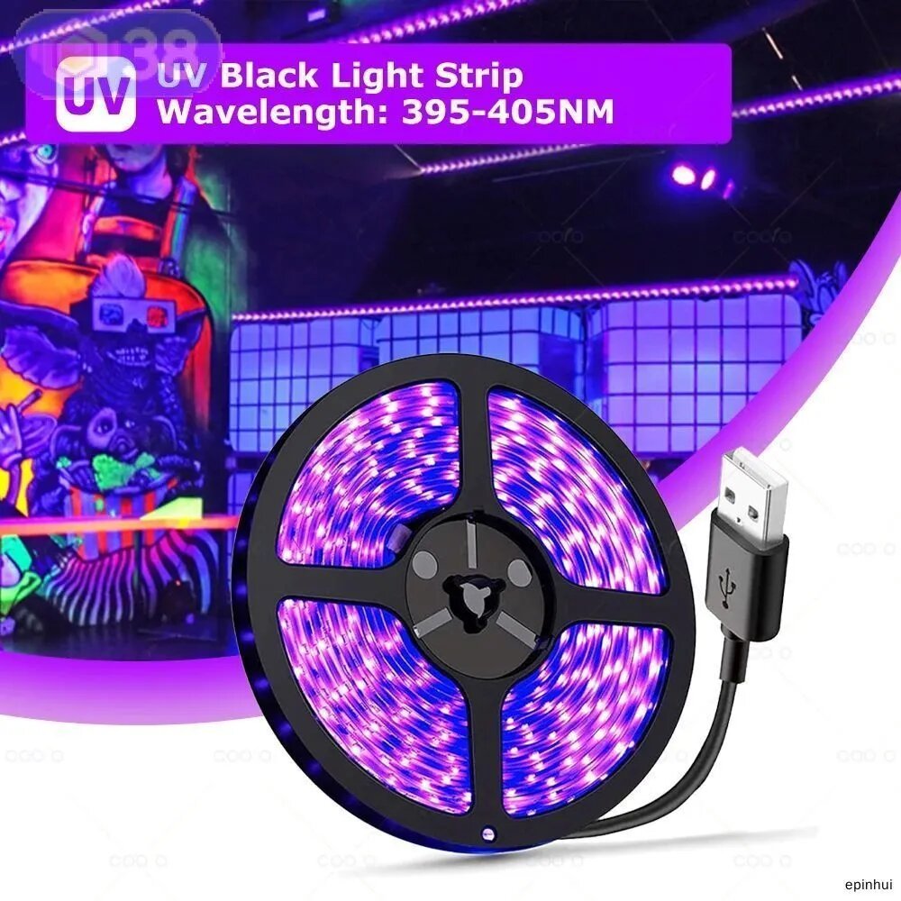 Ультрафиолетовый Светлая полоса 5M/ UV LED strip Light УФ лампа, 395-400 нм