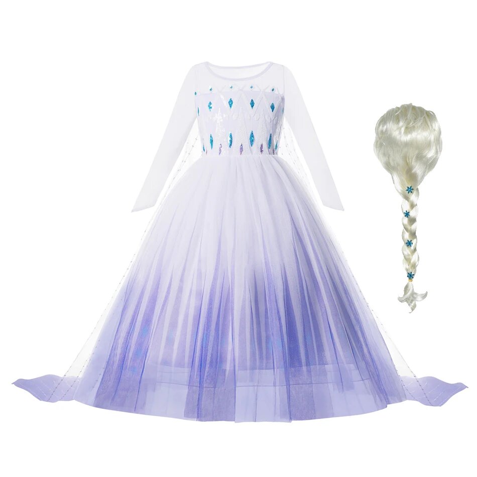 Платье принцессы Эльзы Disney, белый, полиэстер 5-6T (Size 130), Elsa 2