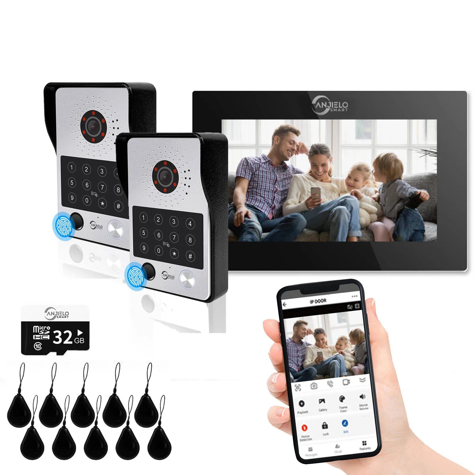 Anjielosmart 5-в-1 Wi-Fi видеодомофон 1080P