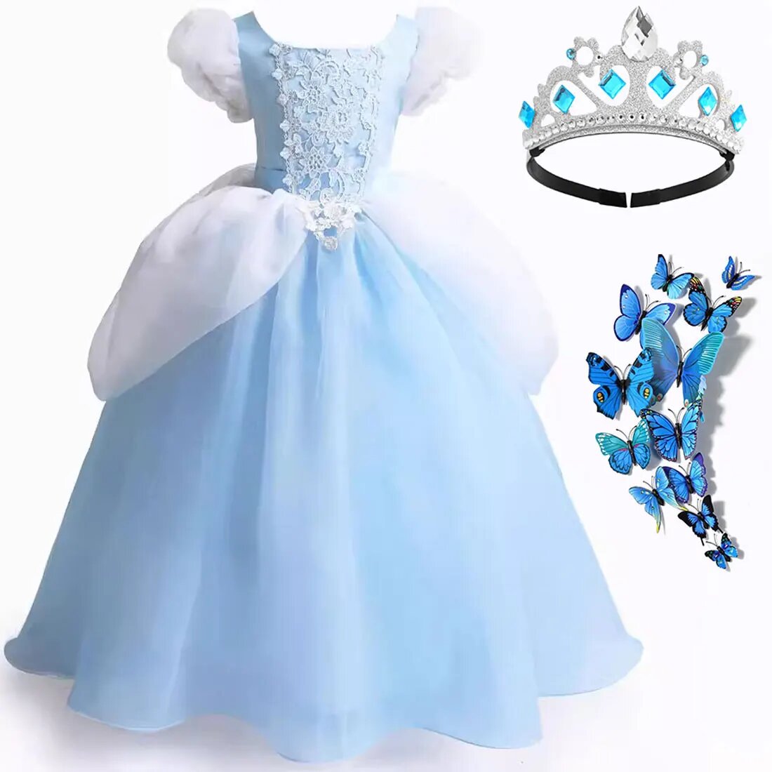 Винтажное платье принцессы на Хэллоуин, платье Золушки для девочек, бальное 5-6T(130), CINDERELLA 07