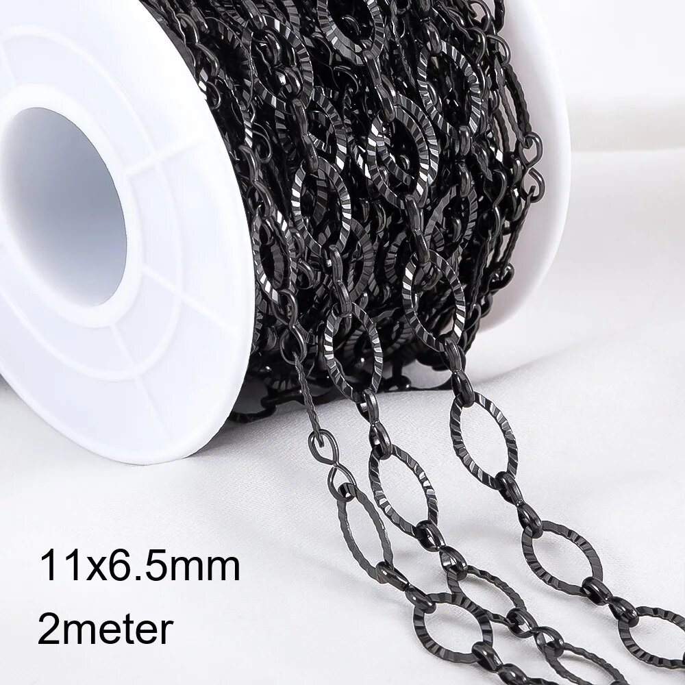 MINGXUAN Черная цепочка из нержавеющей стали 1 метр для рукоделия