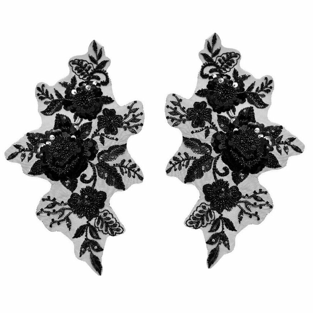 Вышитая яркими бусинками трехмерная цветочная аппликация из ткани "Сделай сам", наклейка на ткань-черный