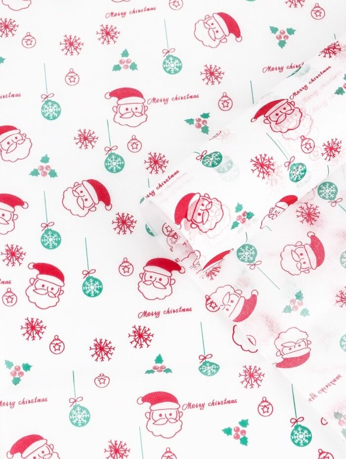 Бумага новогодняя упаковочная тишью Дед Мороз! , белая, 50 66 см