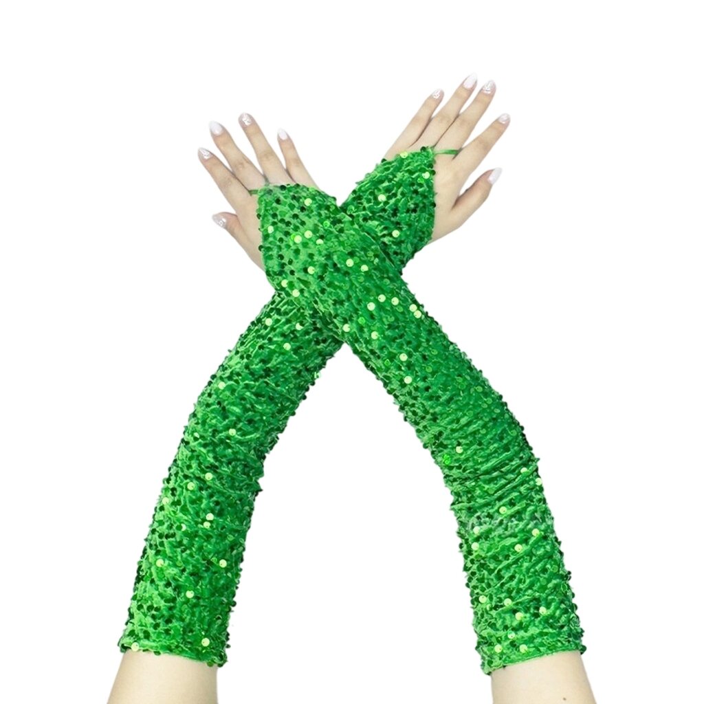 Вечерние золотые бархатные Перчатки с блестками 1920-х Годов-зеленый