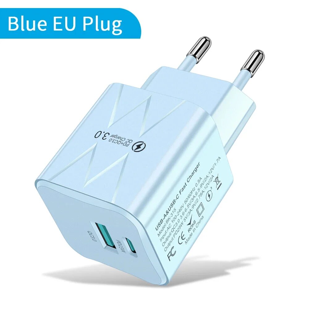 Зарядное устройство Blue EU USB-C 25 Вт QC 3.0