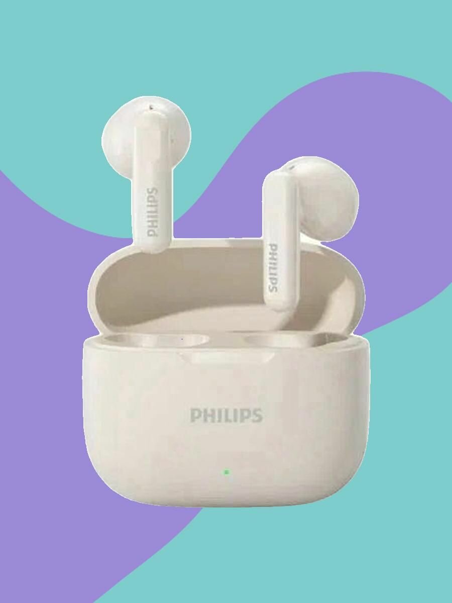 Наушники вставные Philips TAT1220 bluetooth 6.0 с микр. Type-C черный, оводные, с шумоподавлением, 24 ч работы, белые