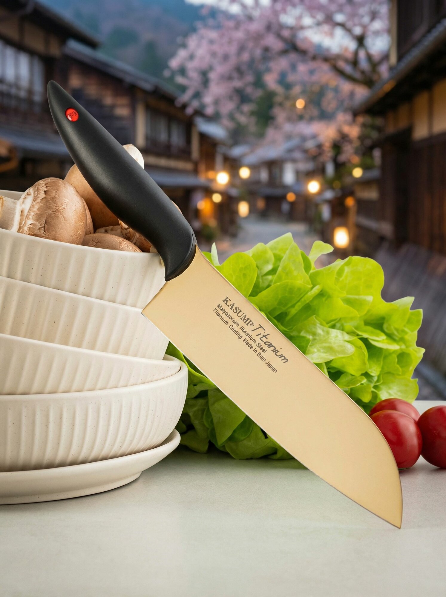 Поварской нож японский Шеф Сантоку Kasumi Titanium универсальный