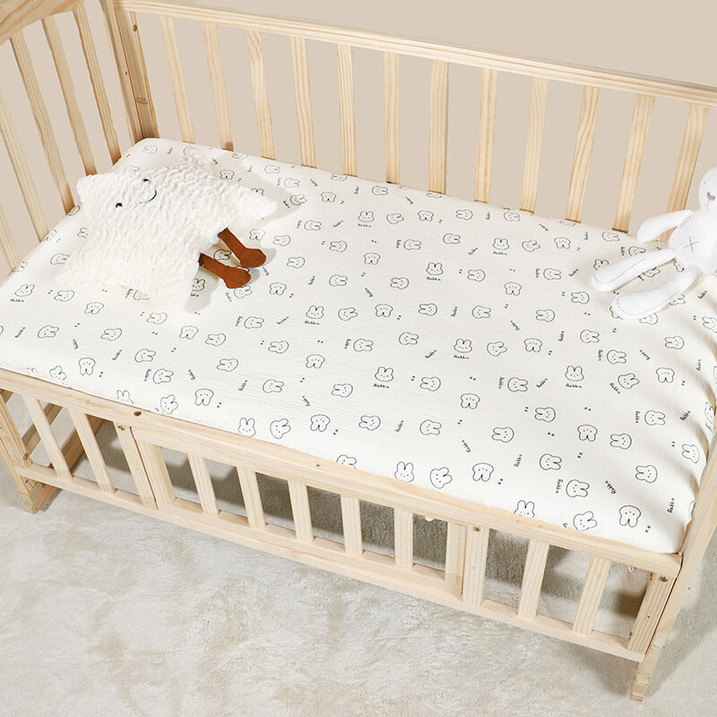 Простыня на резинке для детской кроватки, класс А для мам и младенцев, из 100% хлопковой марли, простыня для новорожденных, детский всесезонный чехол для кровати.