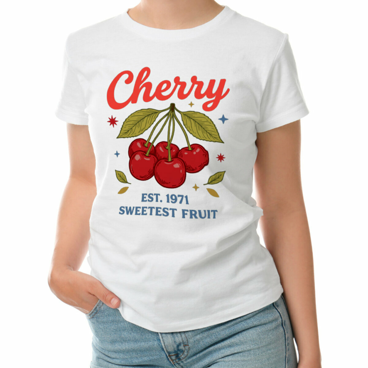Женская футболка «Вишня y2k черешня у2к винтаж ретро ягоды cherry» (белый, S)