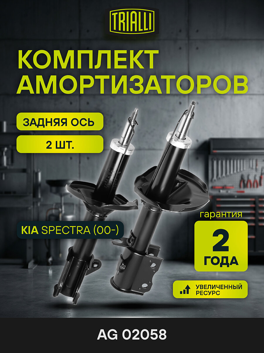 Комплект амортизаторов для автомобилей Kia Spectra (00-) задний левый и правый (2 шт.) AG 02058 TRIALLI