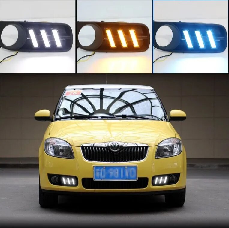 Фары автомобильные, Огни дневные ходовые, 2 шт, арт. Skoda Fabia II 2007-2010