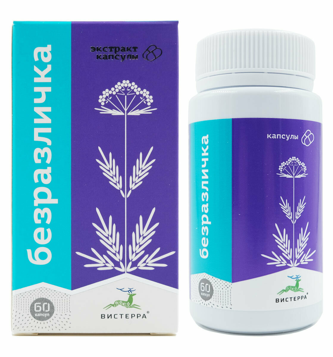 Безразличка экстракт - природное успокоительное средство Вистерра, 60 капсул