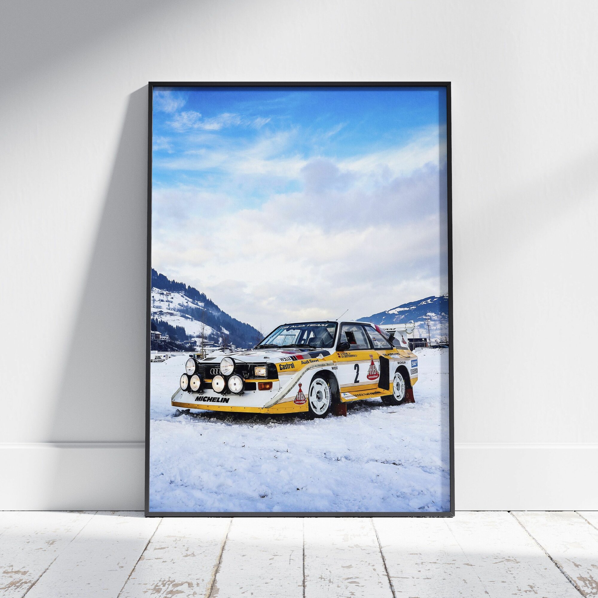Плакат на стену для интерьера Культовые машины (Audi Quattro 7) - Постер по легендарным и классическим ретро автомобилям формата А4 (21x30 см)