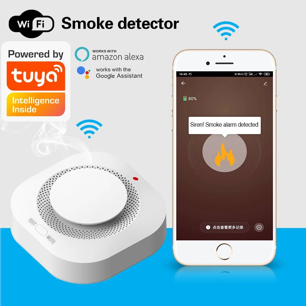 Датчик дыма eMastiff Tuya WIFI, 5шт, белый — фото 1